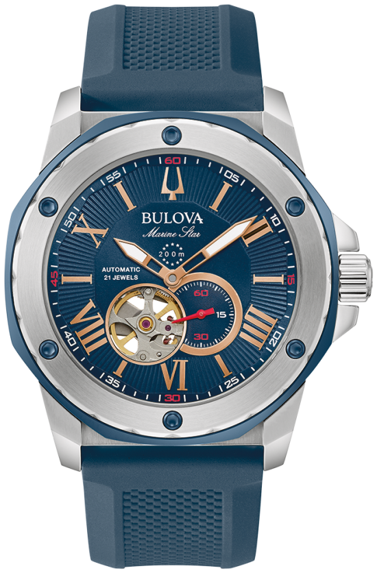 GENTS MARINE STAR AUTOMATIC STRAP WATCH 98A282 שעון יד לגבר בולובה ...